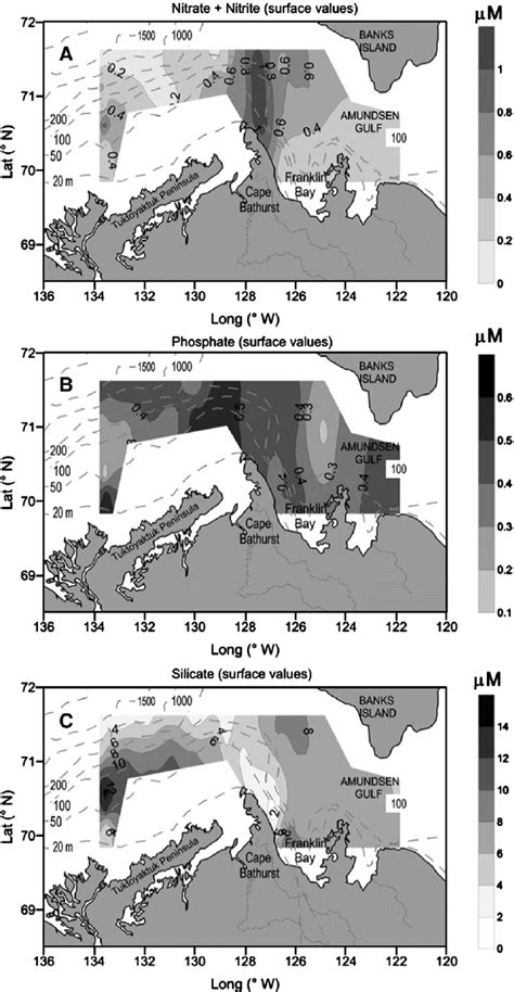 Surface 0 10 M Average Values Of A Nitrate Nitrite B Phosphate Download Scientific