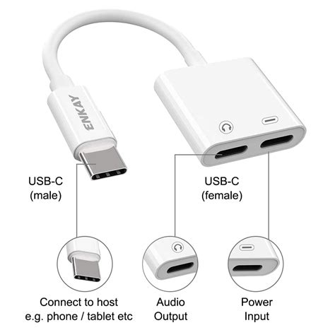Enkay USB Type C Audio Splitter Charging Adapter