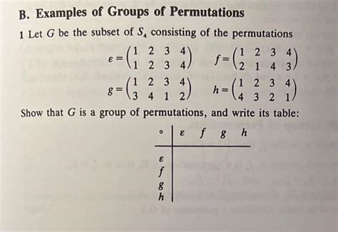 Solved B Examples Of Groups Of Permutations 1 Let G Be The