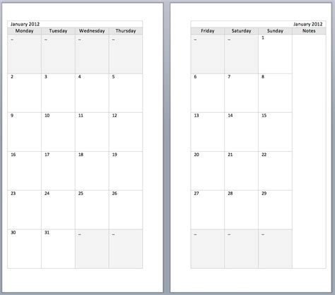 Philofaxy Free Monthly 2012 Diary Sets To Download And Print For Your Filofax