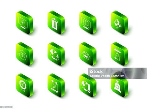 쓰레기통 나뭇잎 에코 기호 빙산 휴지통 재활용 쓰레기통 태양 에너지 패널 지구 온난화로 녹는 지구 및 달력 단풍 아이콘을 가진 쓰레기 봉투를 설정합니다 벡터 0명에 대한