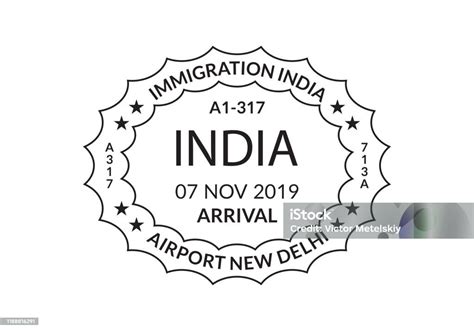 인도 여권 스탬프입니다 여행 비자 스탬프 델리 국제 공항 그런 지 기호입니다 입국 도착 및 출발 기호 벡터 그림입니다 0명에 대한 스톡 벡터 아트 및 기타 이미지 Istock