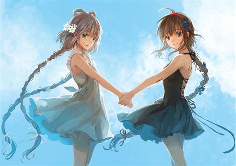 Two Anime Girls Best Friends Wallpapers Wallpaper Cave