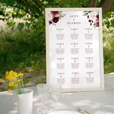 Plan De Table Mariage Rubis Chic Liste Invités Satisfait Ou Réimprimé