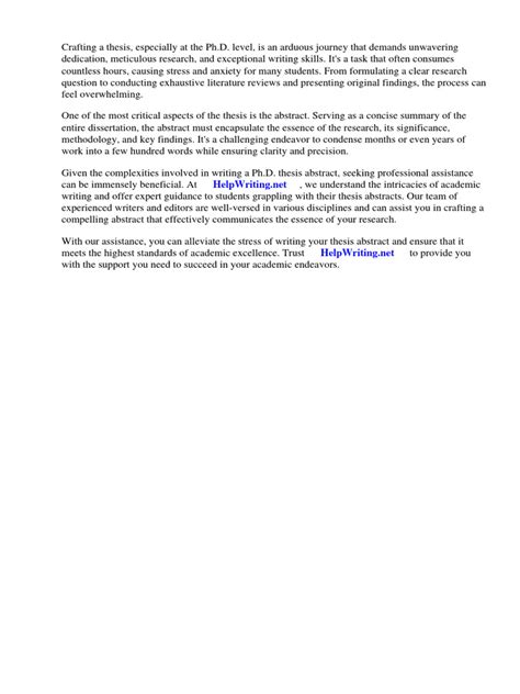 Phd Thesis Abstract Example Pdf Thesis Abstract Summary