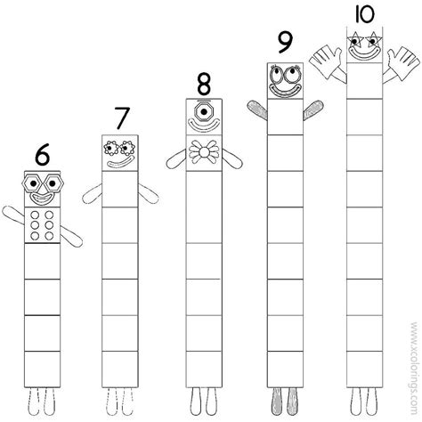 numberblocks coloring pages 6 7 8 9 10 coloring