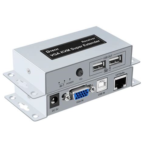 High Resolution Vga Kvm Extender 100m Silver Metal Shell 1080p 60hz Dc5v Hd Signal Long Distance