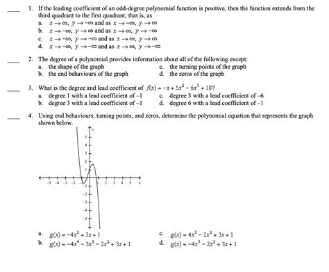 Solved A 1 If The Leading Coefficient Of An Odd Degree