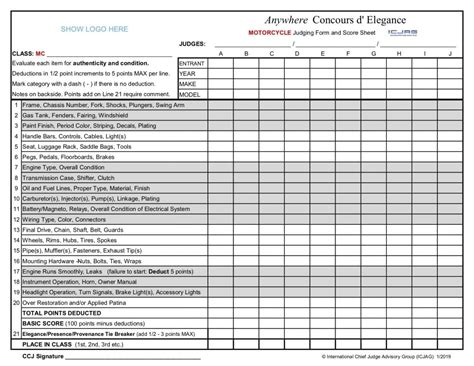 Printable Judges Score Sheet Template Printable Templates Online By