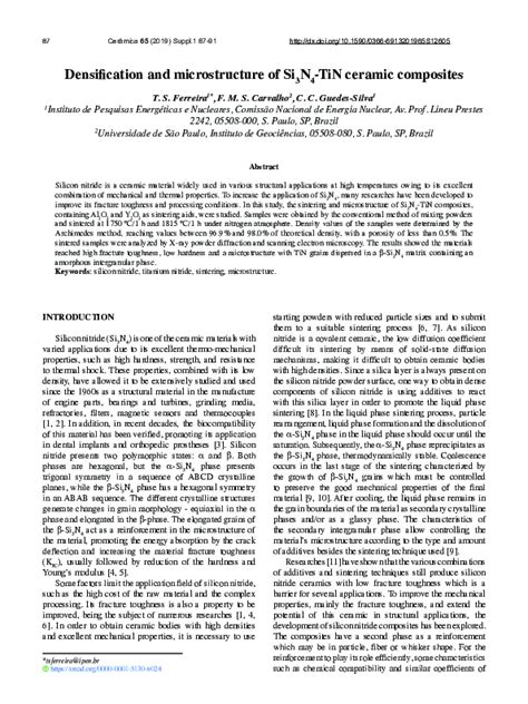 Pdf Densification And Microstructure Of Si3n4 Tin Ceramic Composites