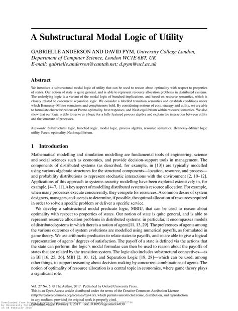 Pdf A Substructural Modal Logic Of Utility