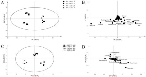 Pca Of Metabolic Profiles And Loading Plots Of Metabolites In Two Wild