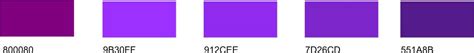 Hues Shades And Tints Of Purple Common Names Their RGB And HEX