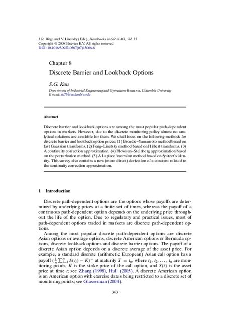 Pdf Discrete Barrier And Lookback Options