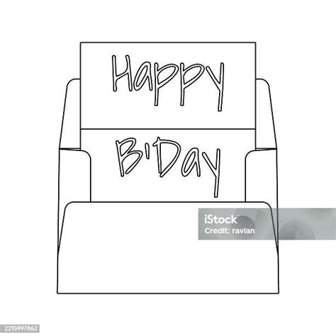 생일 카드 라인 아트 스타일 Happy B Day 텍스트가 있는 세로 인사말 카드 생일 초대장이나 디지털 인사말에 적합합니다 고정됨에 대한 스톡 벡터 아트 및 기타 이미지
