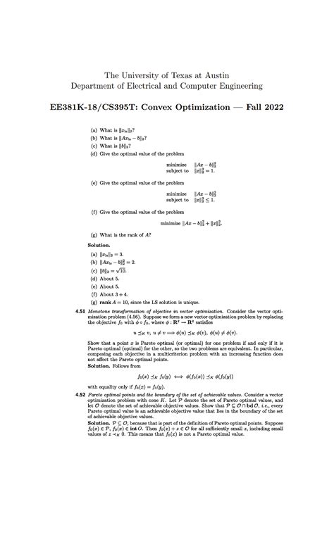 Convex Practice 116 ECE 381k Studocu