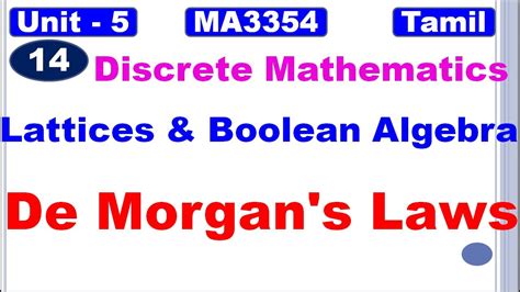 Discrete Mathematicsma3354lattices And Boolean Algebrade Morgans Law In Boolean Algebra In
