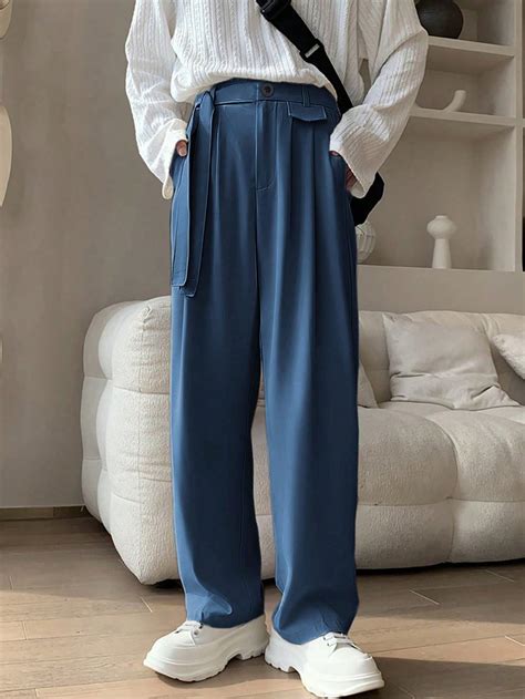 Manfinity Hypemode Men Fold Pleated Detail Straight Leg Suit Pants Shein Usa