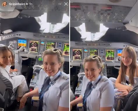 C Sar Tralli E Tici Mostram As Filhas Na Cabine Do Avi O Pilotando