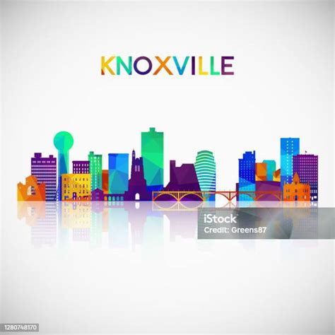 컬러풀한 기하학적 스타일의 녹스빌 스카이라인 실루엣 디자인에 대한 기호입니다 벡터 그림입니다 테네시 녹스빌에 대한 스톡 벡터 아트 및 기타 이미지 Istock
