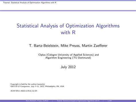 Pdf Statistical Analysis Of Optimization Algorithms With R