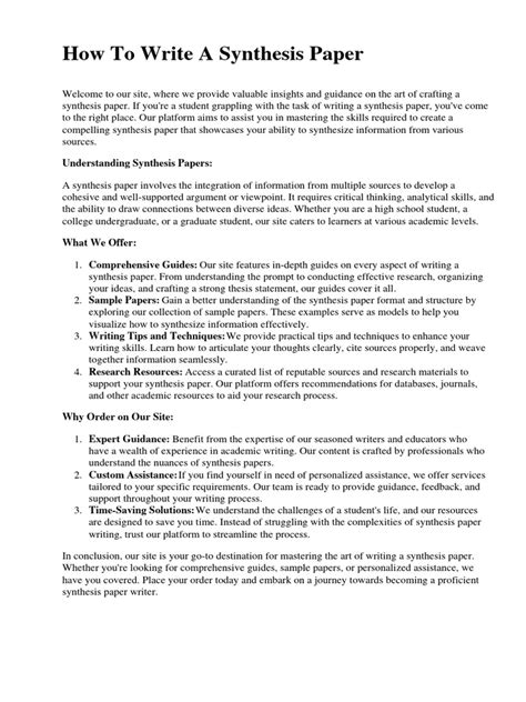 How To Write A Synthesis Paper Pdf Expert Dialectic