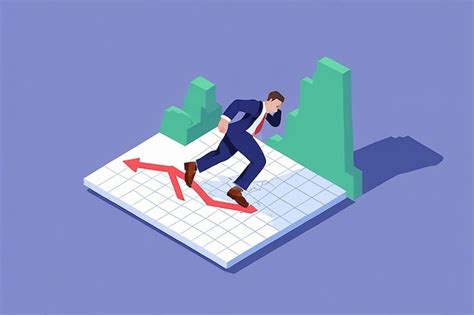 Flat 3d Isometric Businessman Slipping On Falling Graph Premium Ai