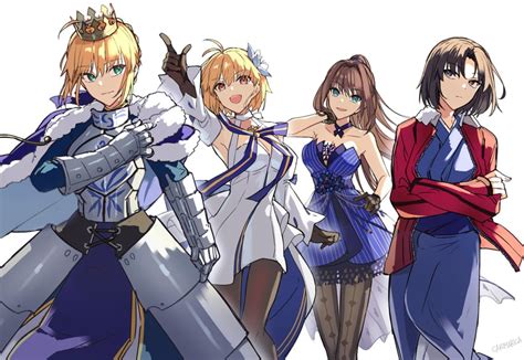 Artoria Pendragon Saber Arcueid Brunestud Ryougi Shiki And Aozaki