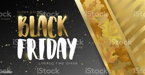 황금 테마와 단풍 나무 잎 블랙 프라이데이 판매 배너 판매 프로모션 배너 포스터 전단지 전단지 웹 배너 소셜 미디어 및 그래픽 사용을위한 벡터 일러스트 템플릿
