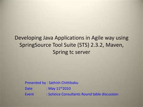 developing agile java applications using spring tools pptx
