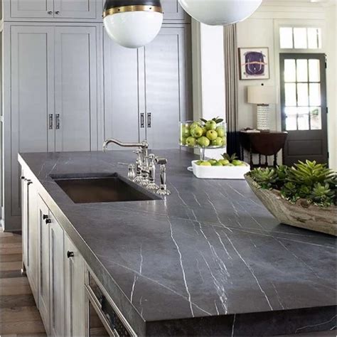 Modern Custom Honed Natural Pietra Gray Marble Slab For Kitchen