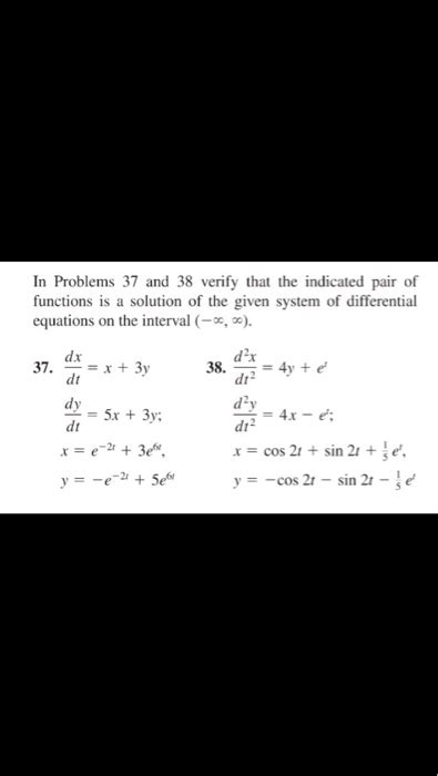 solved in problems 37 and 38 verify that the indicated pair