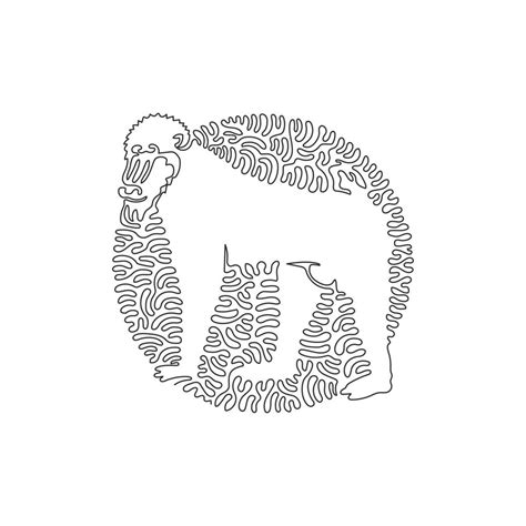 Continuous One Curve Line Drawing Of Funny Mandrill Abstract Art In Circle Single Line Editable