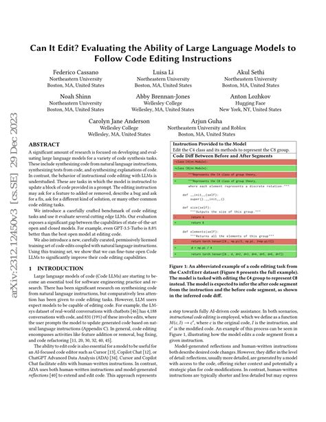 Can It Edit Evaluating The Ability Of Large Language Models To Follow Code Editing Instructions