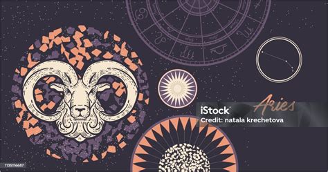 조디악 사인 점성술 별자리의 상징 손으로 그린 그림입니다 가로 배너입니다 엽서 브로셔 페이지 소책자 용 템플릿입니다 0명에 대한 스톡 벡터 아트 및 기타 이미지 Istock