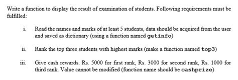 Solved Provide The Solution In Python Language Solve It