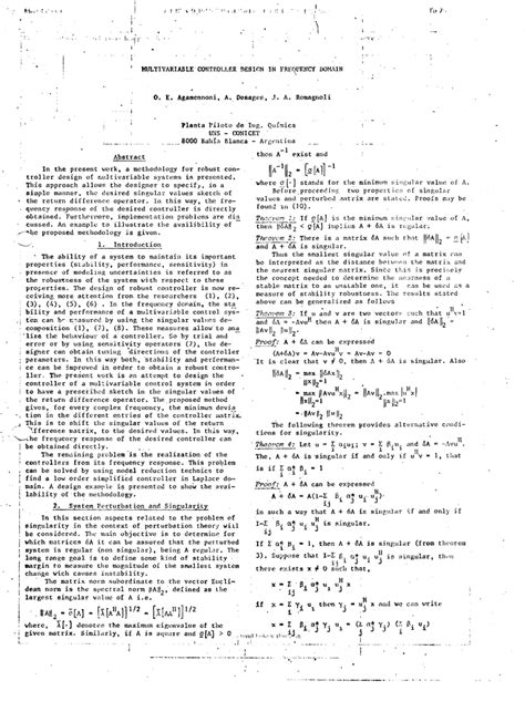 Pdf Multivariable Controller Design In Frequency Domain