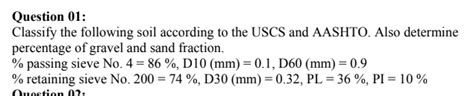 Solved Question Classify The Following Soil According To Chegg