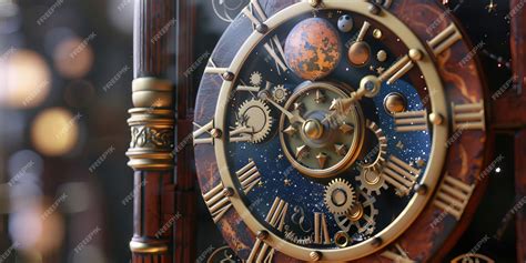 Premium Photo 3d Model A Grandfather Clock With Gears Shaped Like Planets And Constellations