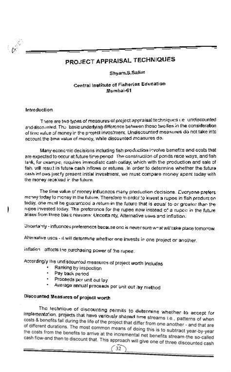 Pdf Project Appraisal Techniques