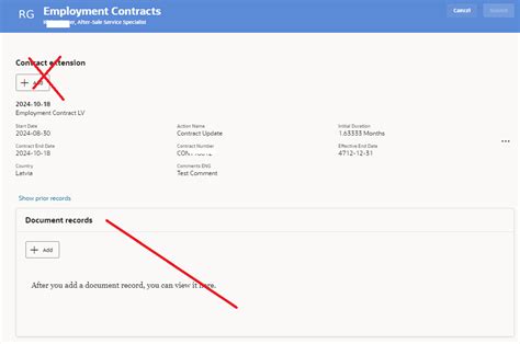 Hide Contract Extension And Document Records Sections On Employment Contract Redwood Page