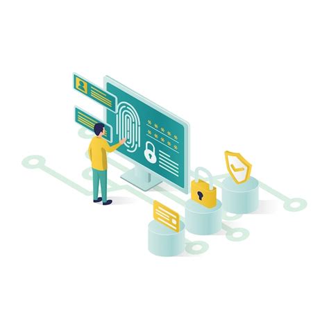 Premium Vector Isometric Data Security Illustration People Data Security In Isometric Style