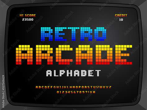 Pixel Style Font With Uppercase Numbers And Symbol Stock Vector Adobe Stock