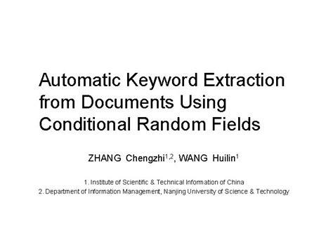 automatic keyword extraction from documents using conditional random