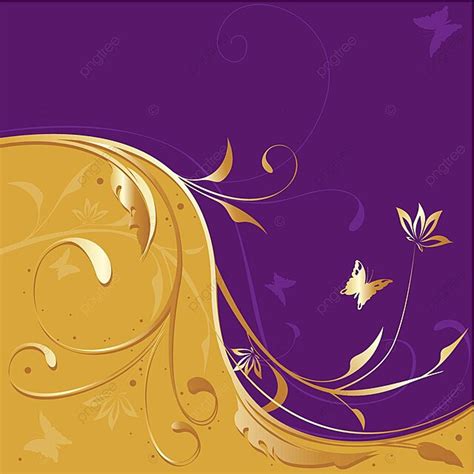 Golden Violet Floral Contemporary Gold Curl Vector Contemporary Gold Curl Png And Vector With