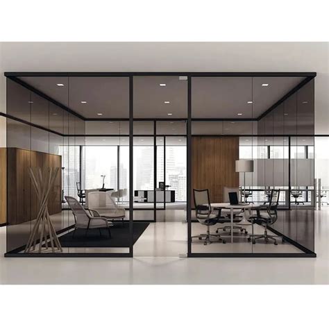 Modern Curved Office Glass Partition Tinted Glass Tempered Full Half