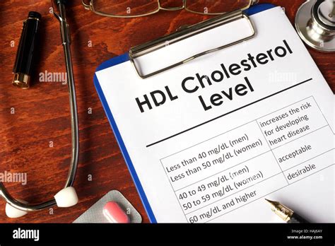 HDL Good Cholesterol Level Chart On A Table Stock Photo Alamy