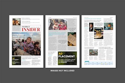 신문 템플릿 타블로이드 크기 프리미엄 벡터