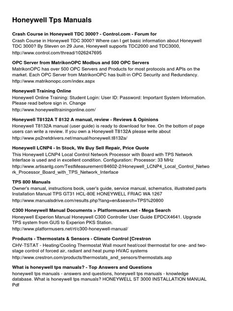 Honeywell Tps Manuals Pdf Honeywell Hvac