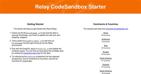 react relay examples codesandbox